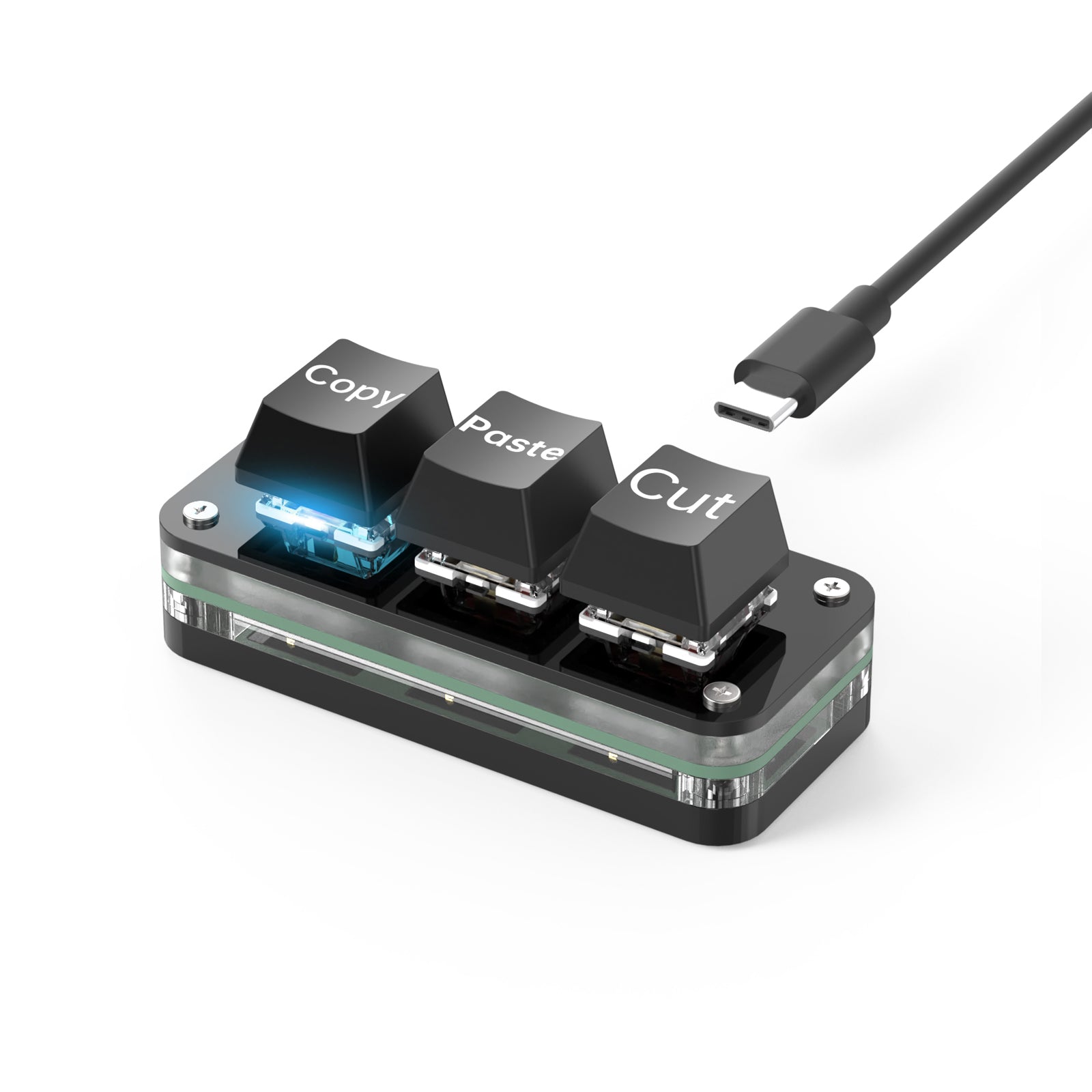 Rgb 3 Key Macro Mini Keyboard For Photoshop Gaming Hotswap Keypad Copy Paste Macropad