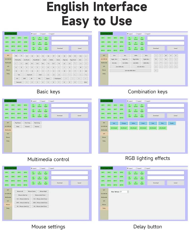 6 Key 2 Knob Programmable Macro Keyboard Wired Bluetooth 2 4g 400mah
