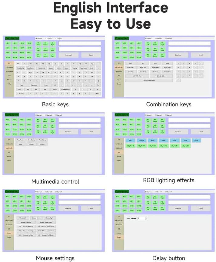 6 Key 2 Knob Programmable Macro Keyboard - Wired/Bluetooth/2.4G, 400mAh ...