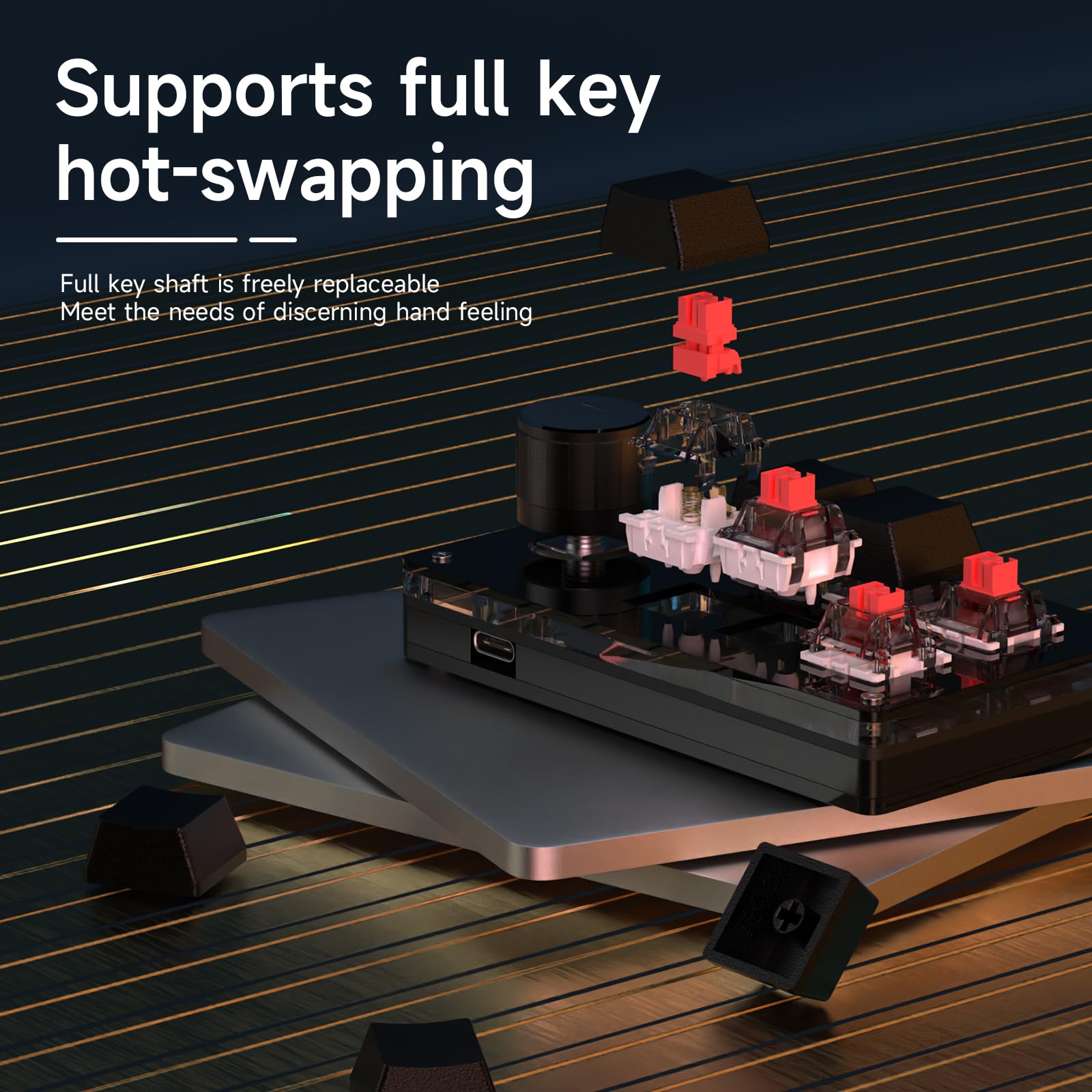 6 Key USB-C Macro Programmable Keyboard - OSU Mechanical with Knobs, RGB Backlit, Hotkeys for PC ...