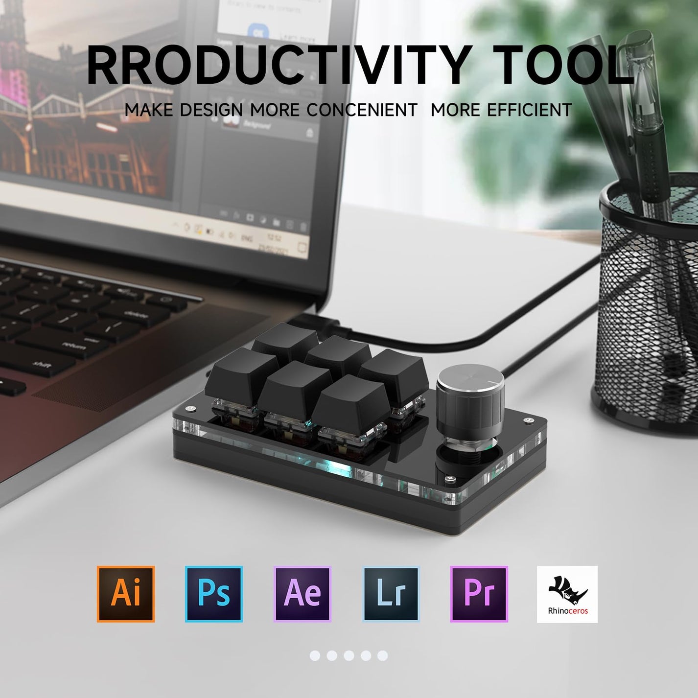 6 Key USB-C Macro Programmable Keyboard - OSU Mechanical with Knobs ...