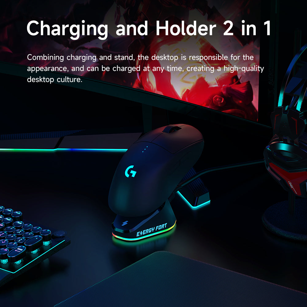 RGB Wireless Charger Charging Stand for Logitech Mouse and Razer Mouse