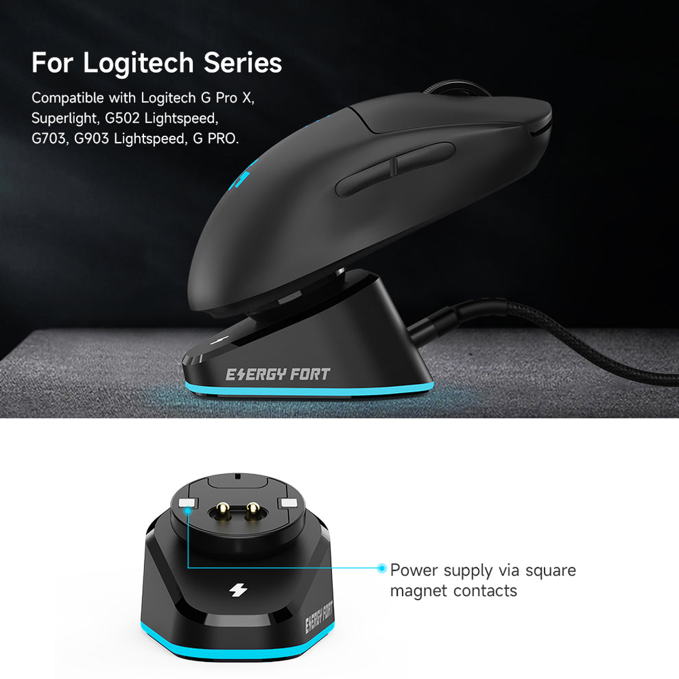 RGB Wireless Charger Charging Stand for Logitech Mouse and Razer Mouse
